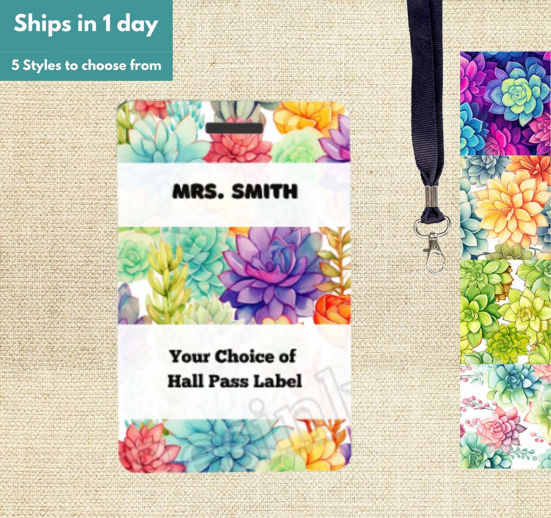Succulent Theme Teacher Hall Passes, Bathroom Pass, Office Pass ...