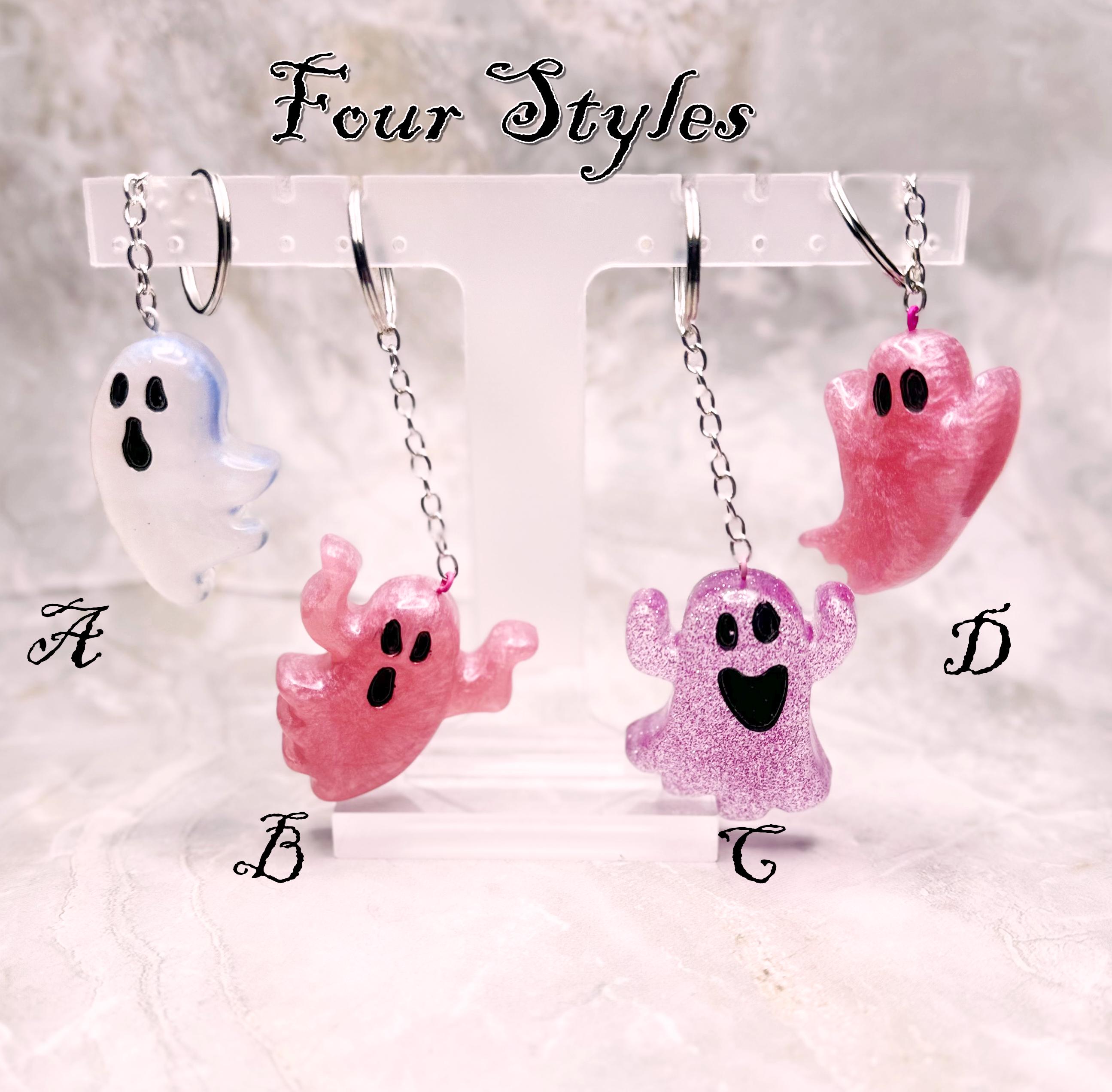 Pastel Pink Ghost Keychains Spooky Halloween Purse Accessory Glitter ...