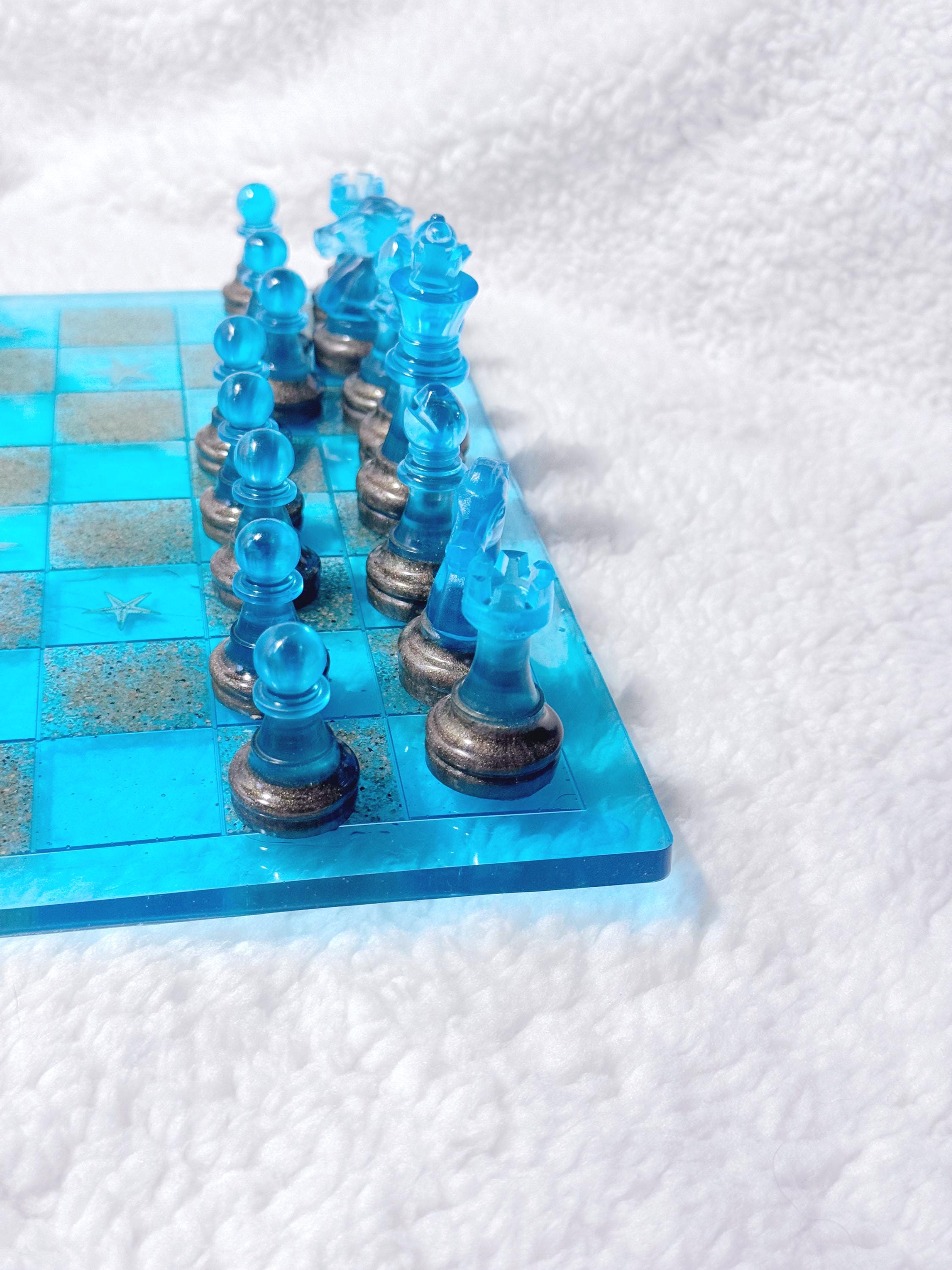 Ocean Inspired Chess Set | Sand and Bronze Checkers Board | Gold and ...