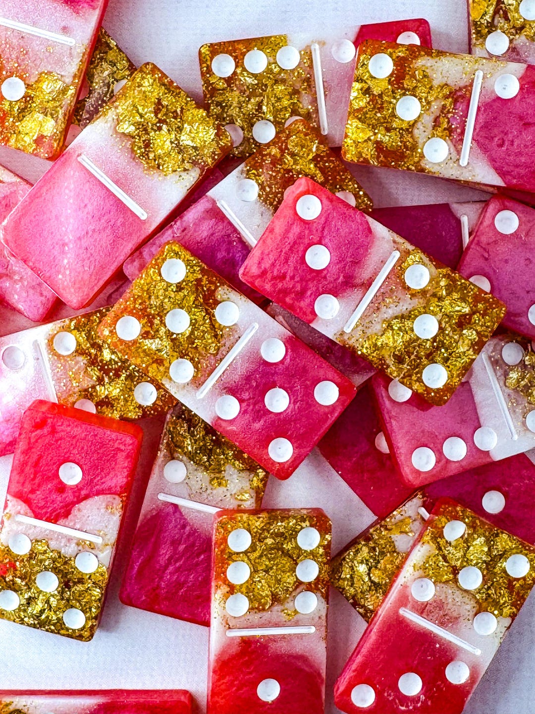 Pink and Gold Double Six Dominoes | Resin Dominoes | Dominoes Set ...