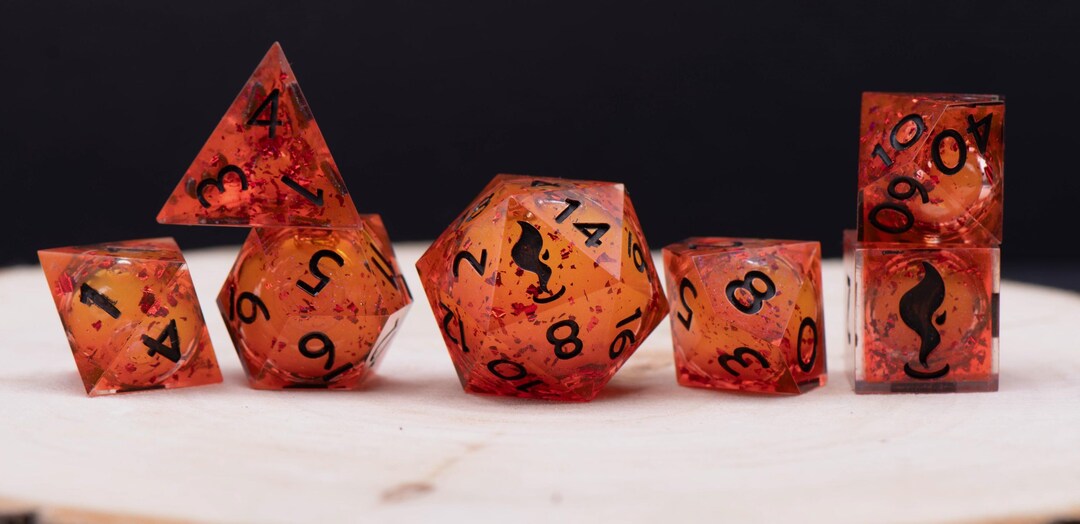 Infernal Heart Liquid Core 7pc Dice Set Karlach BG3 Inspired Handmade ...