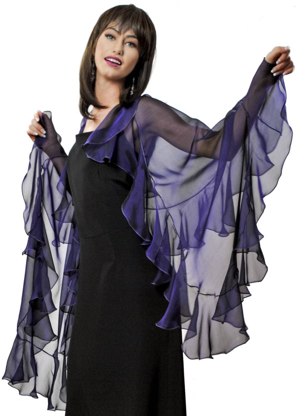 Dark Purple Silk Shawl /wrap With Ruffles - Etsy