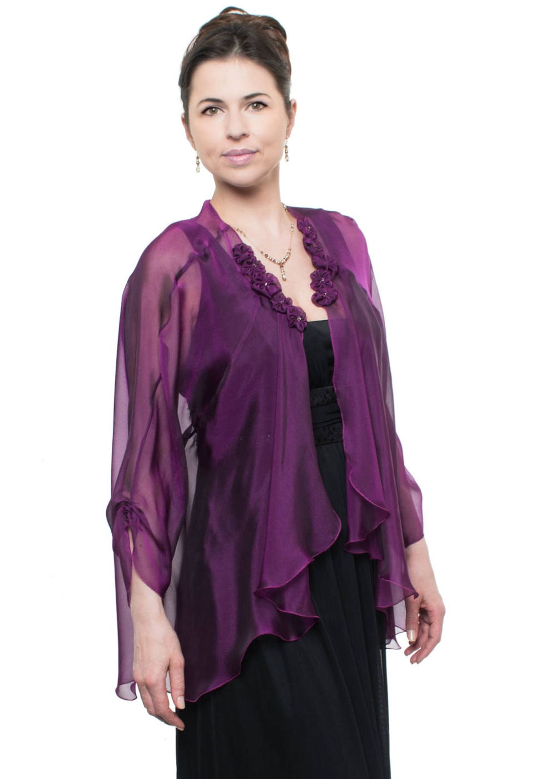 Royal Purple Silk Chiffon Swing Jacket Lana - Etsy