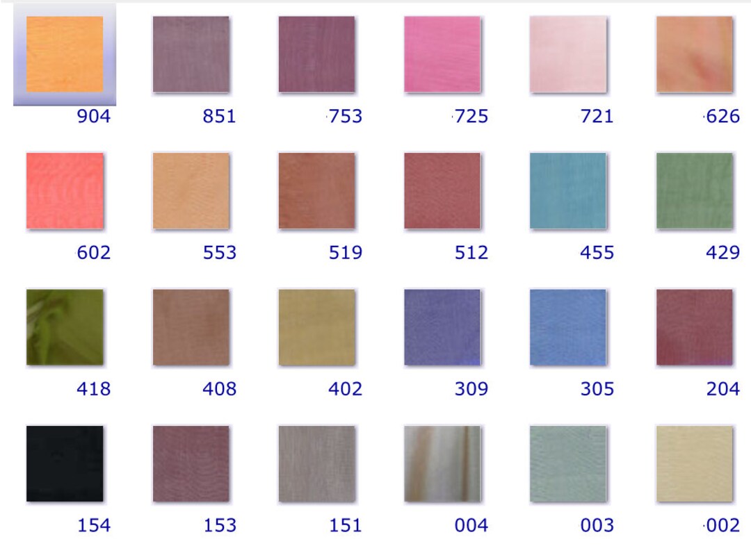 Silk Chiffon Color Swatches - Etsy