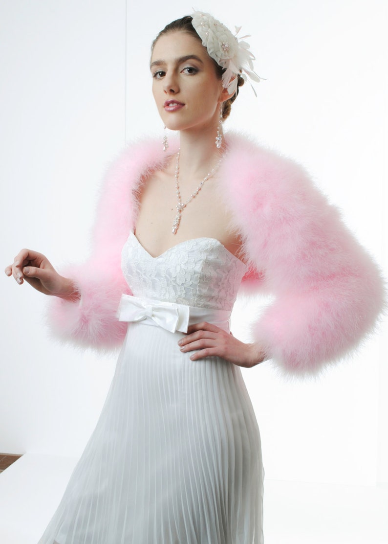 Pink Bridal/ Evening Marabou Shrug, Bolero, Cropped Jacket. - Etsy