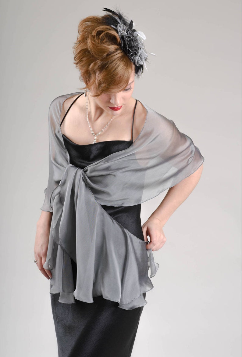 Silver Grey Silk Fluttering Scarf/ Wrap - Etsy