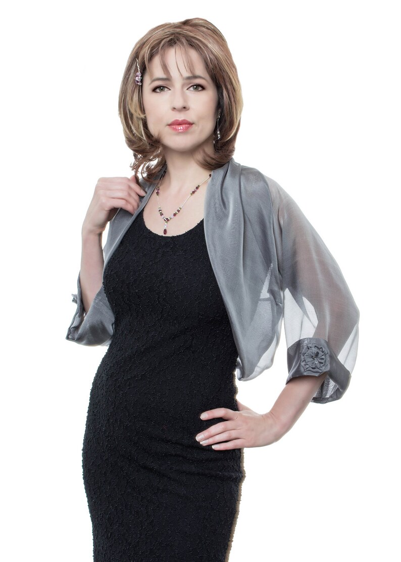 Silver-grey Silk Evening Bolero Jacket First Lady/ Sizes XS - 4X - Etsy