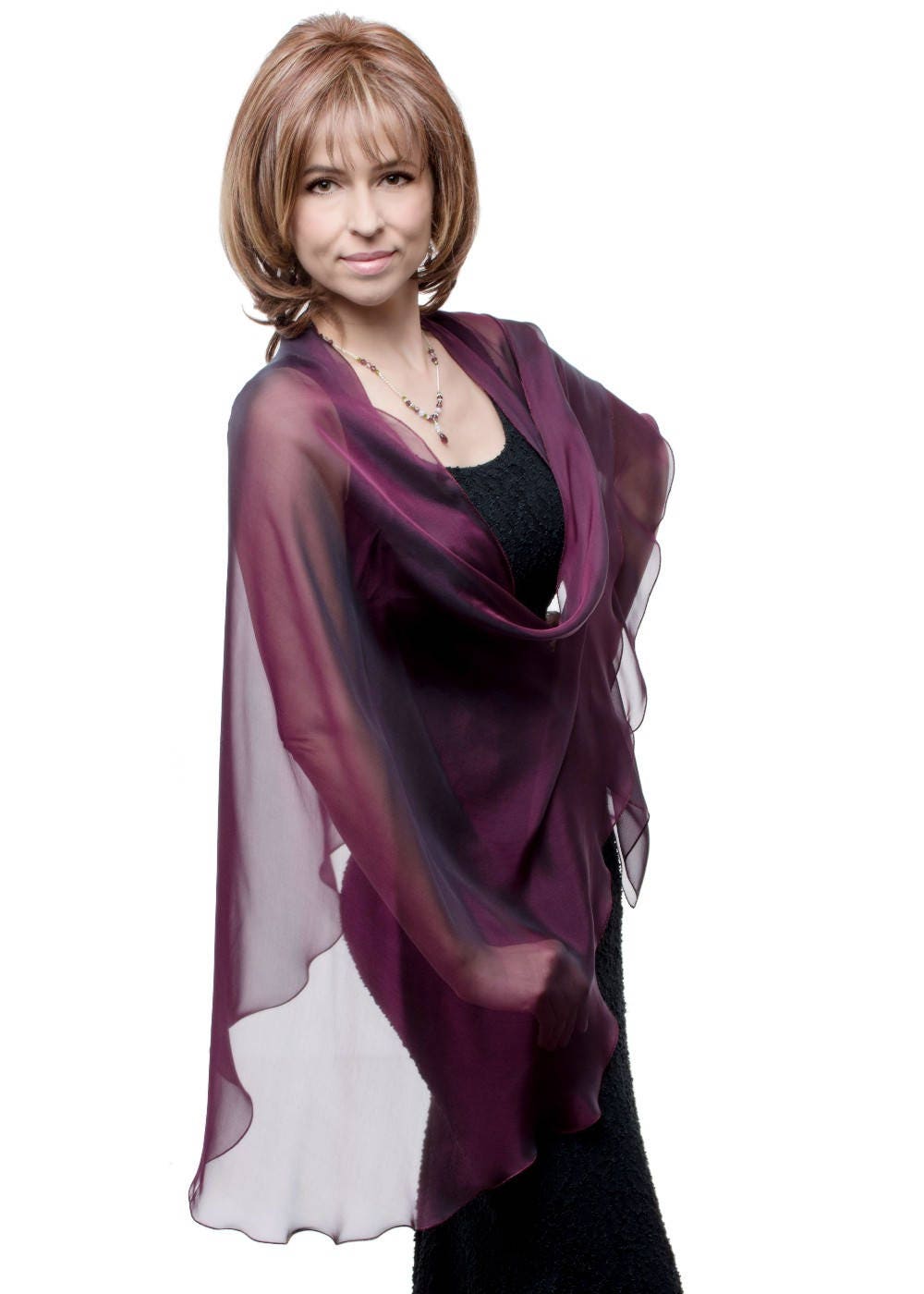 Silk Chiffon Shawl. 34 Colors Available - Etsy Canada