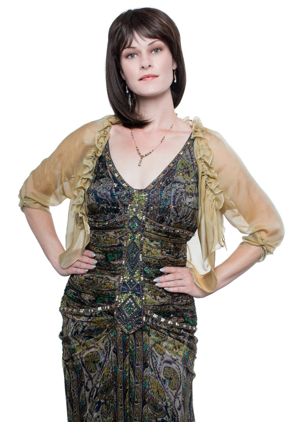 AMY Antique Gold Evening Silk Chiffon Cropped Jacket / Sizes - Etsy