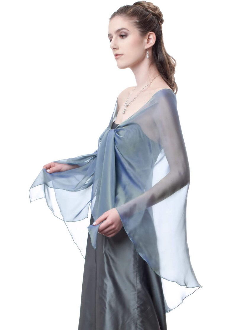 Formal Sheer Silk SHAWL/ WRAP in Color of Aqua - Etsy