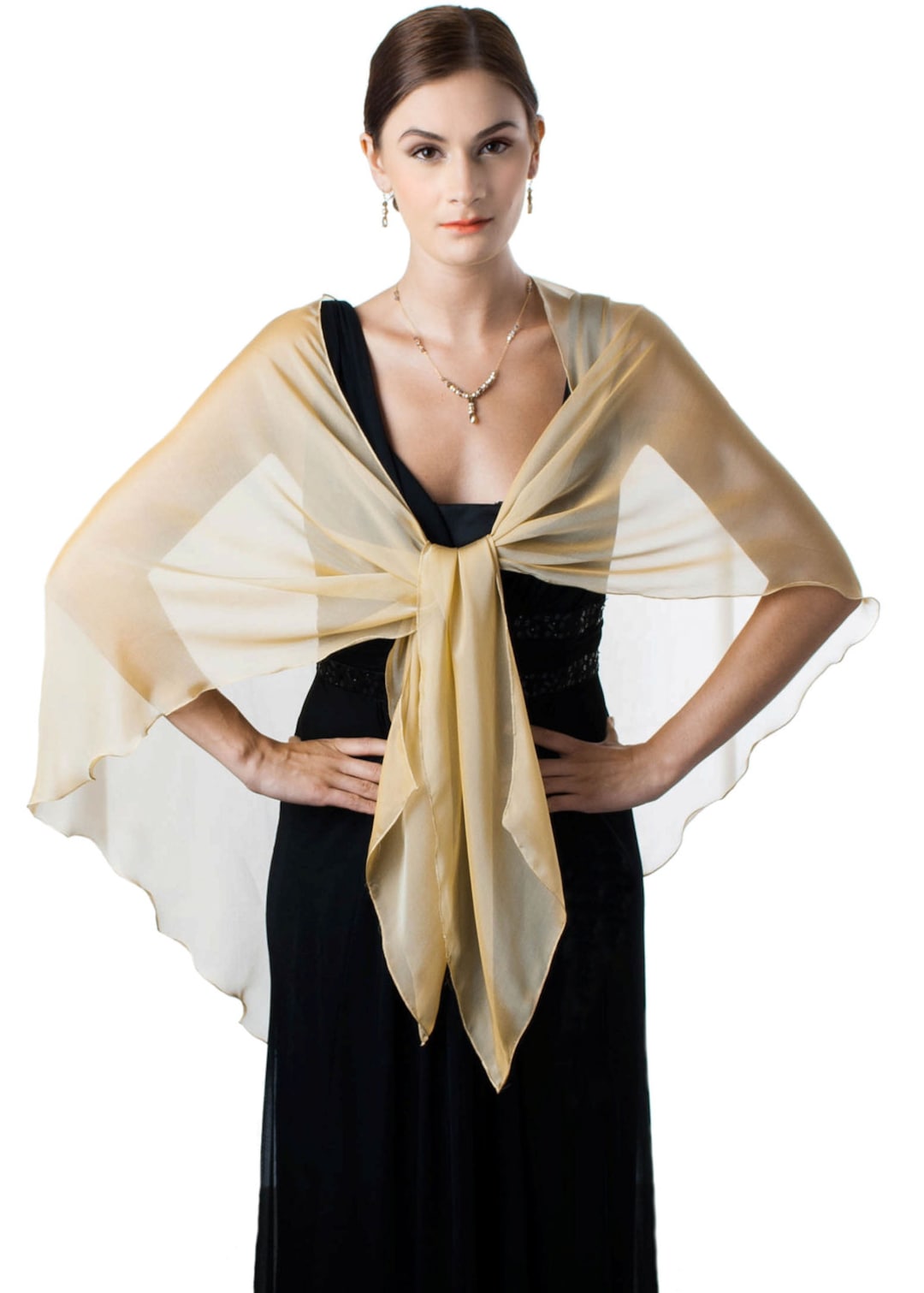 Antique Gold Formal Sheer Silk Scarf Shawl Wrap - Etsy