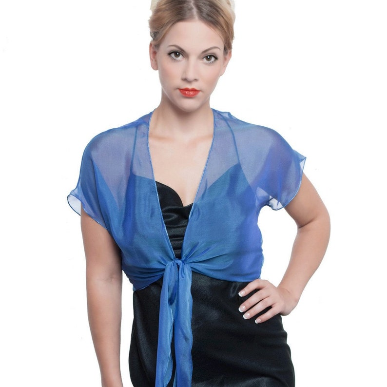Shrug GALA. Royal Blue Evening Silk Chiffon Cropped Jacket. 2 - Etsy