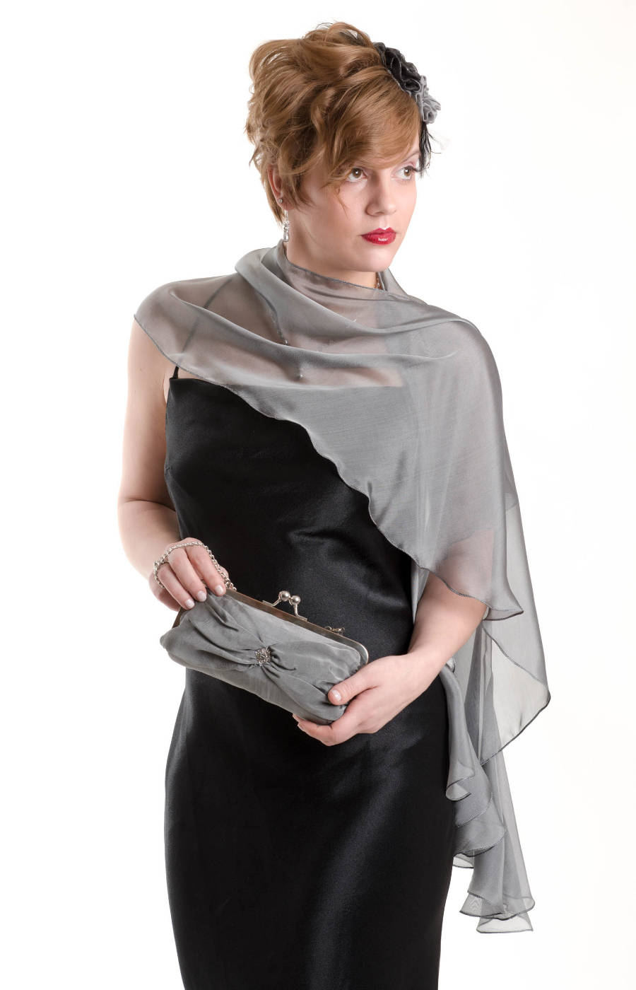 Silver Grey Silk Fluttering Scarf/ Wrap - Etsy