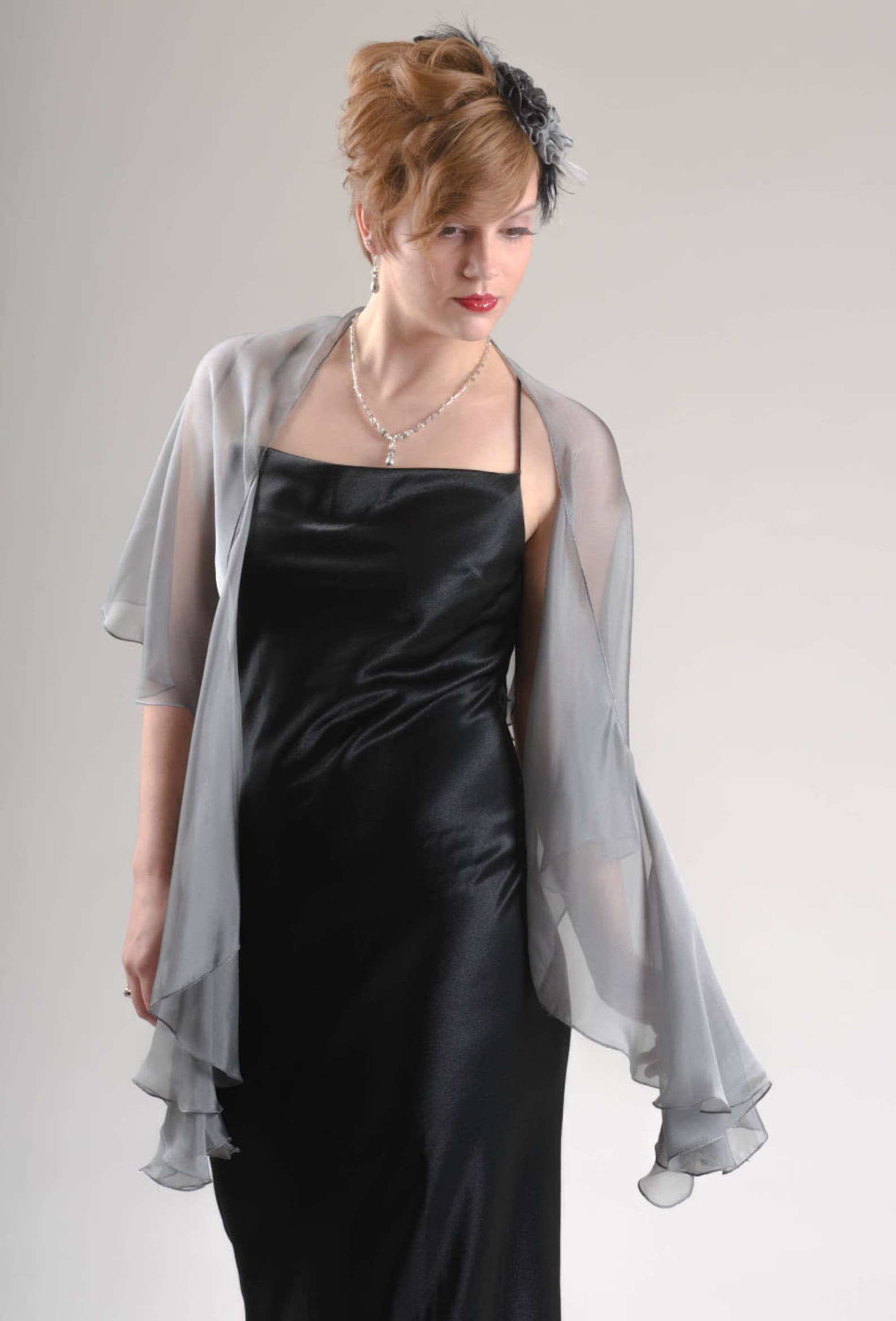 Silver Grey Silk Fluttering Scarf/ Wrap - Etsy