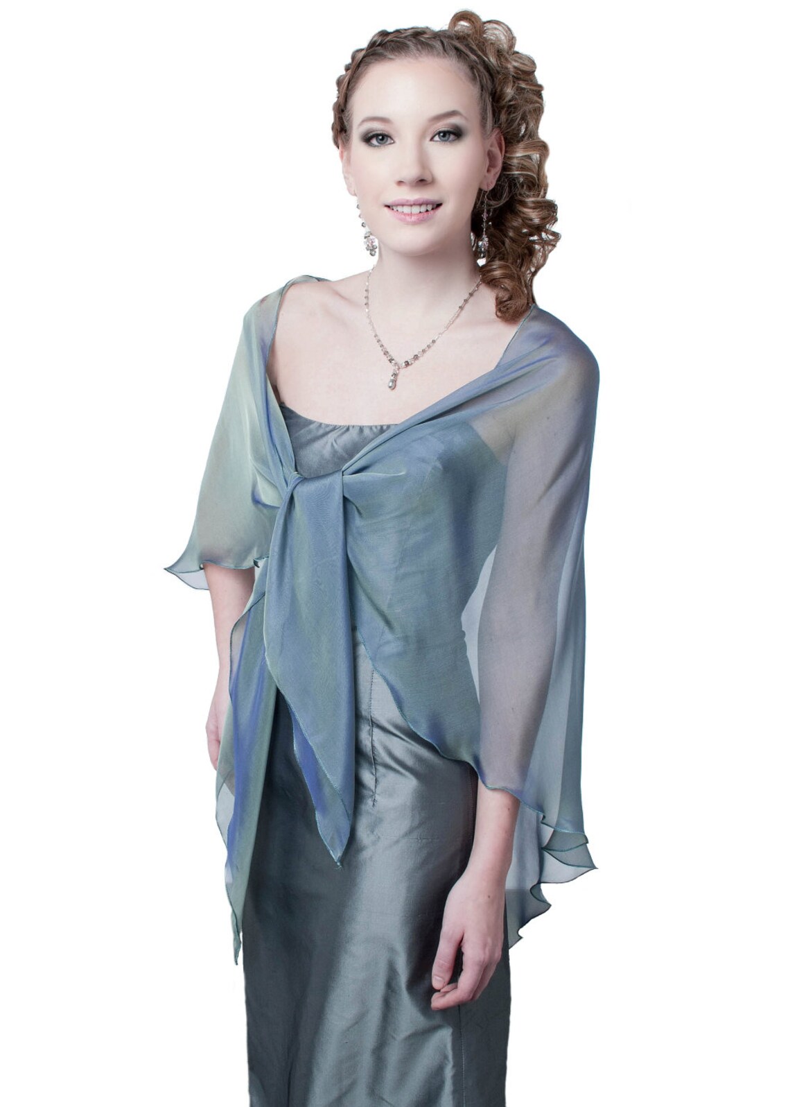 Formal Sheer Silk SHAWL/ WRAP in Color of Aqua - Etsy