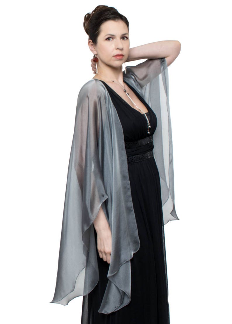 Silver Grey Sheer Silk Cardigan Cape OLIVIA - Etsy