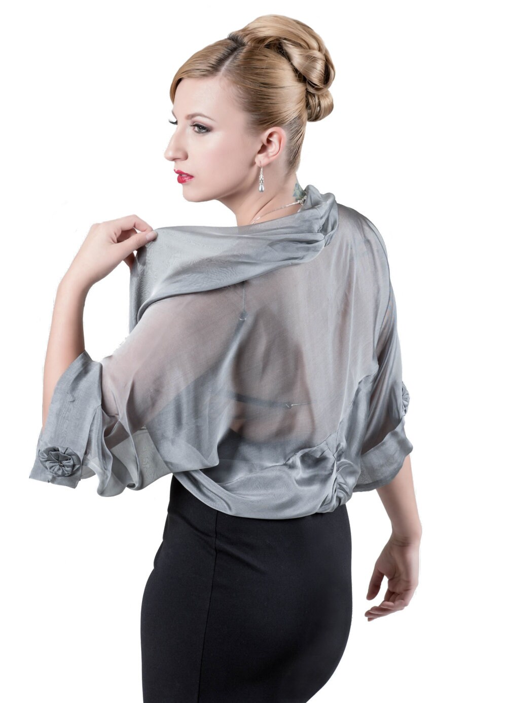 Silver-grey Silk Evening Bolero Jacket First Lady/ Sizes XS - 4X - Etsy