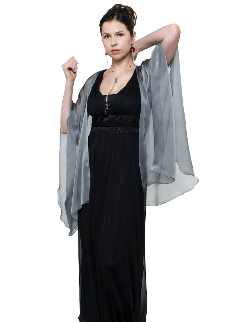 Silver Grey Sheer Silk Cardigan Cape OLIVIA - Etsy