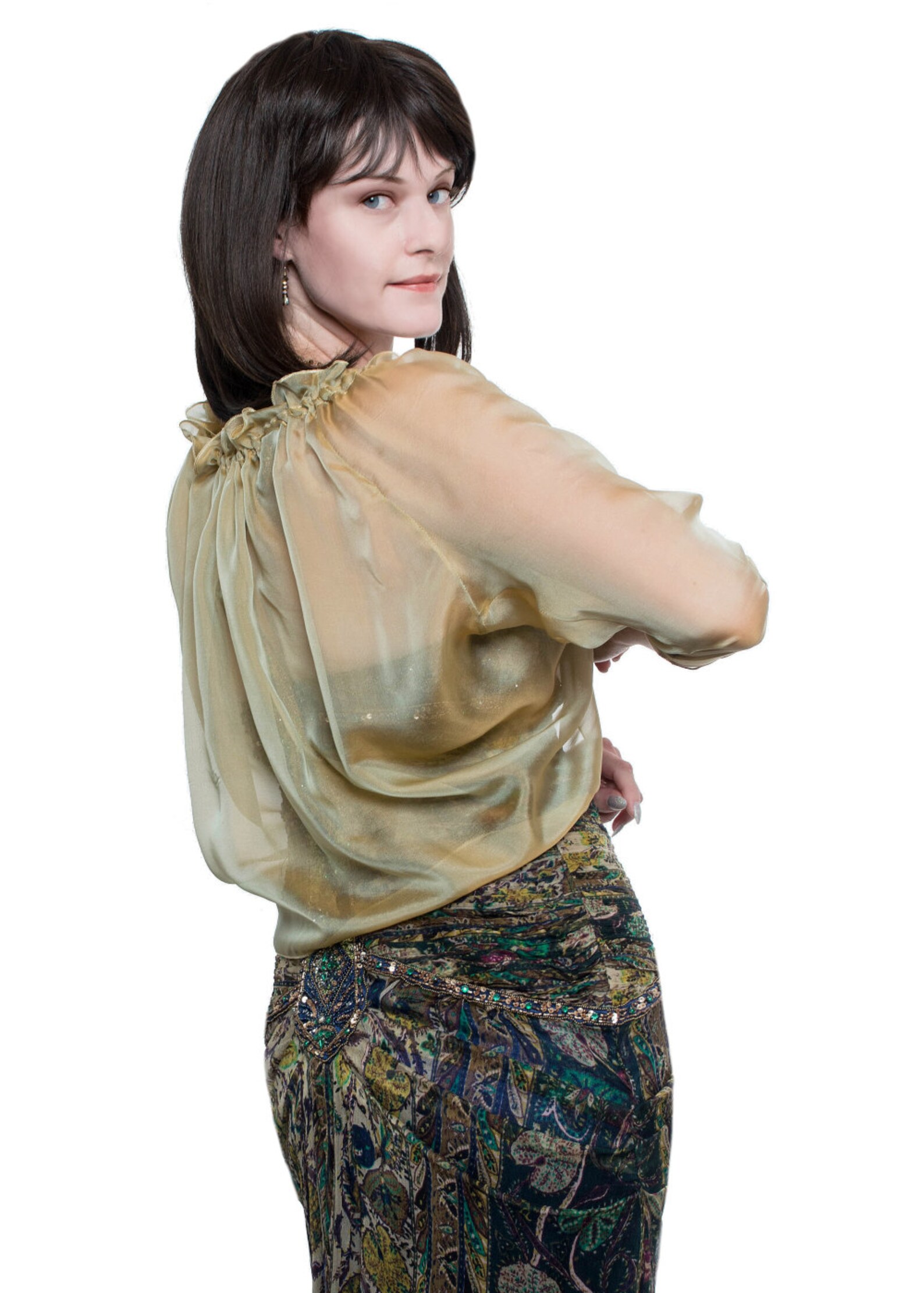 AMY Antique Gold Evening Silk Chiffon Cropped Jacket / Sizes - Etsy