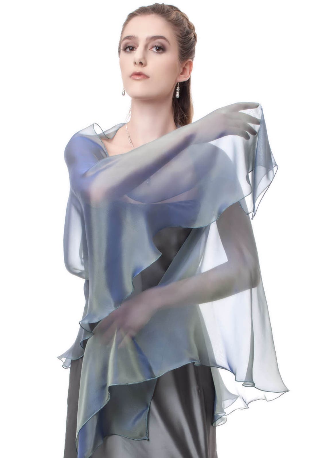 Formal Sheer Silk SHAWL/ WRAP in Color of Aqua - Etsy