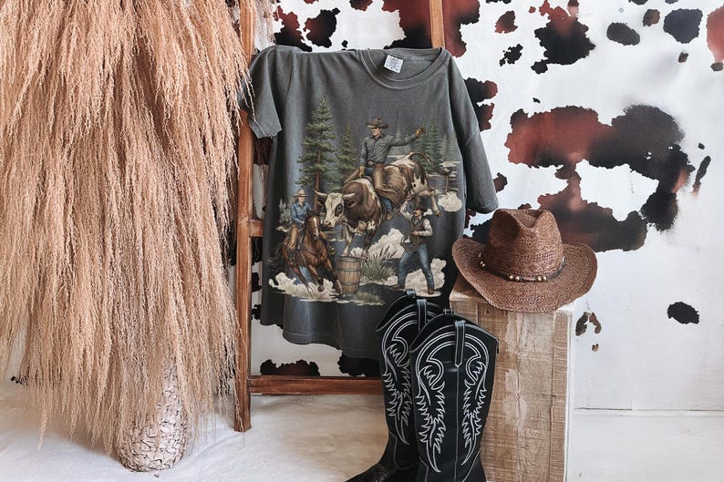 90s Vintage Rodeo PNG | Western Cowboy Clipart | Bull Riding, Barrel ...