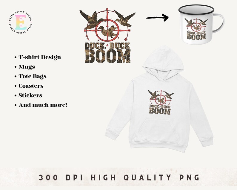 Duck Duck Boom PNG File, Camo Duck Sublimation Design, Duck Hunting ...
