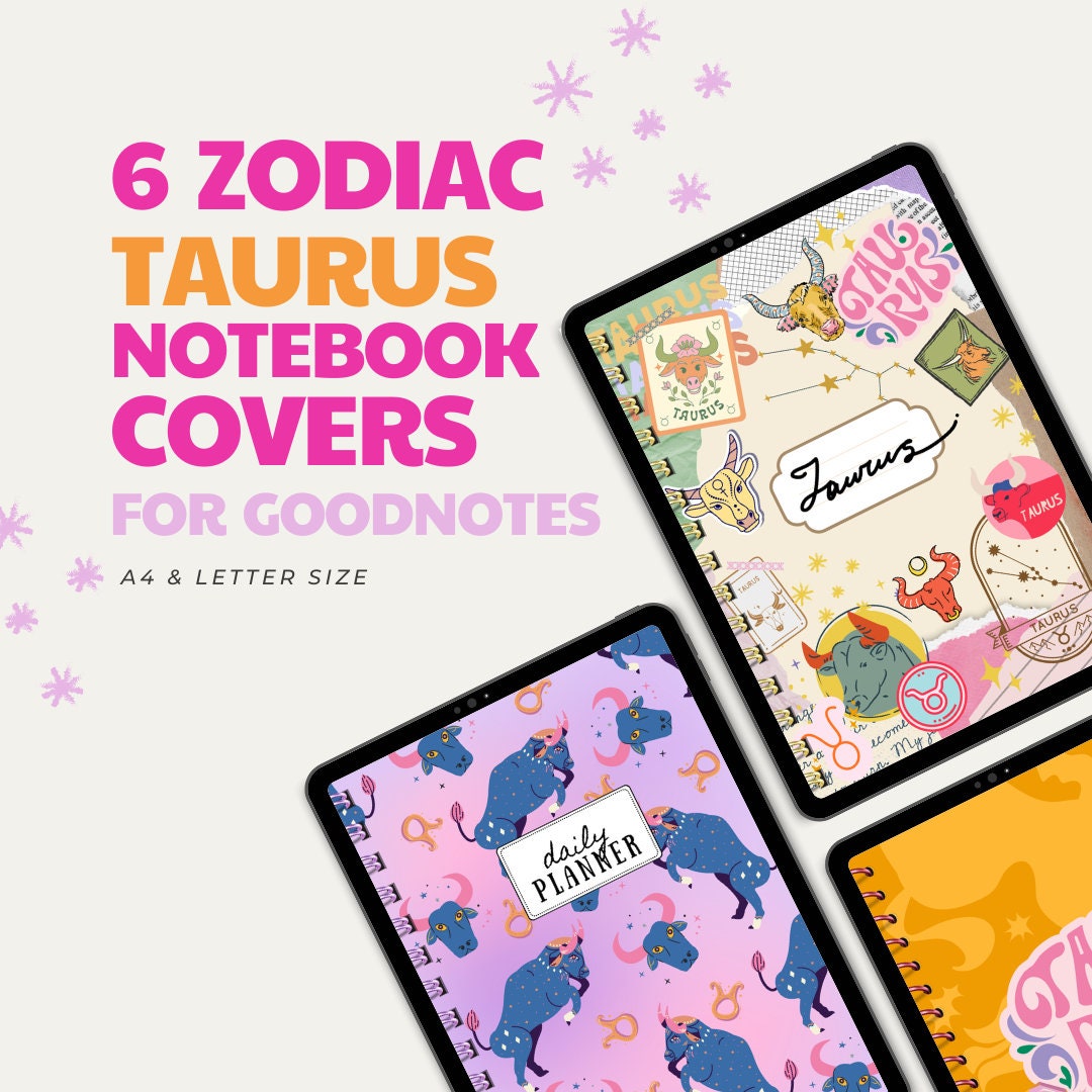6 Digital Notebook Covers, Taurus Zodiac Notebook Cover, Goodnotes ...