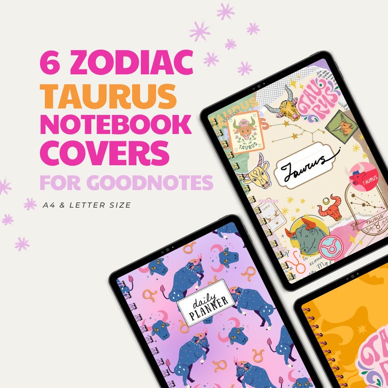 6 Digital Notebook Covers, Taurus Zodiac Notebook Cover, Goodnotes ...