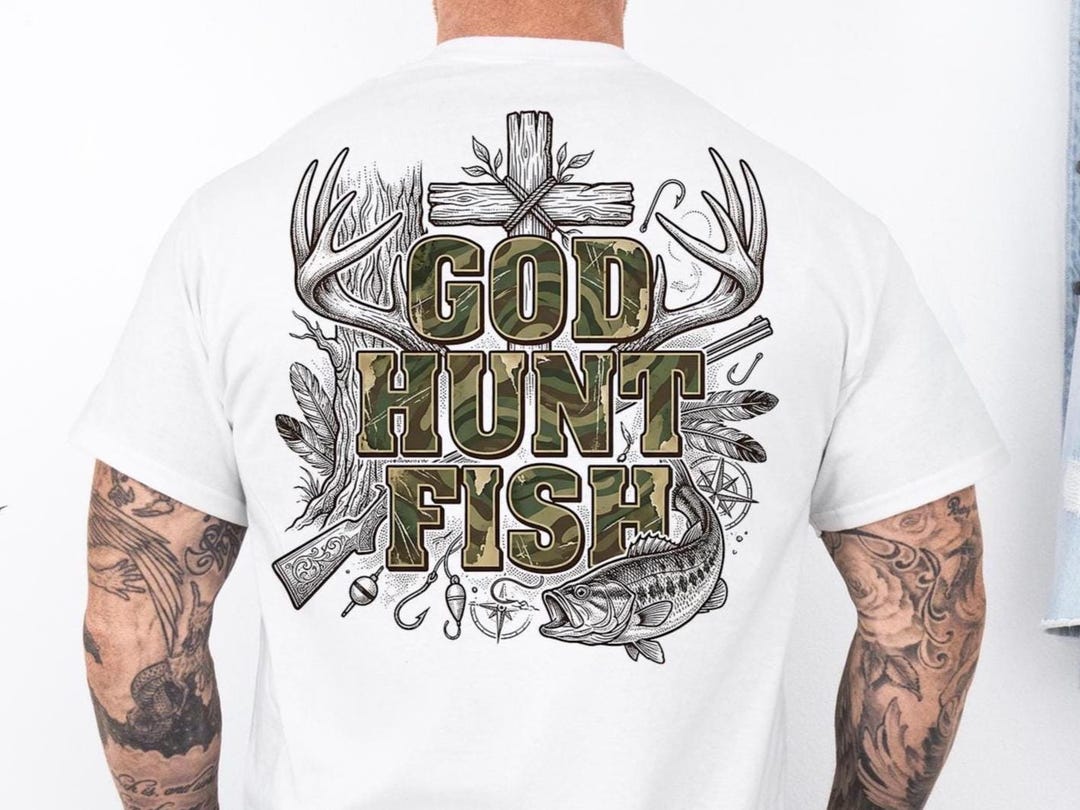 God Hunt Fish PNG | Christian Hunting Sublimation Design | Camo Faith ...