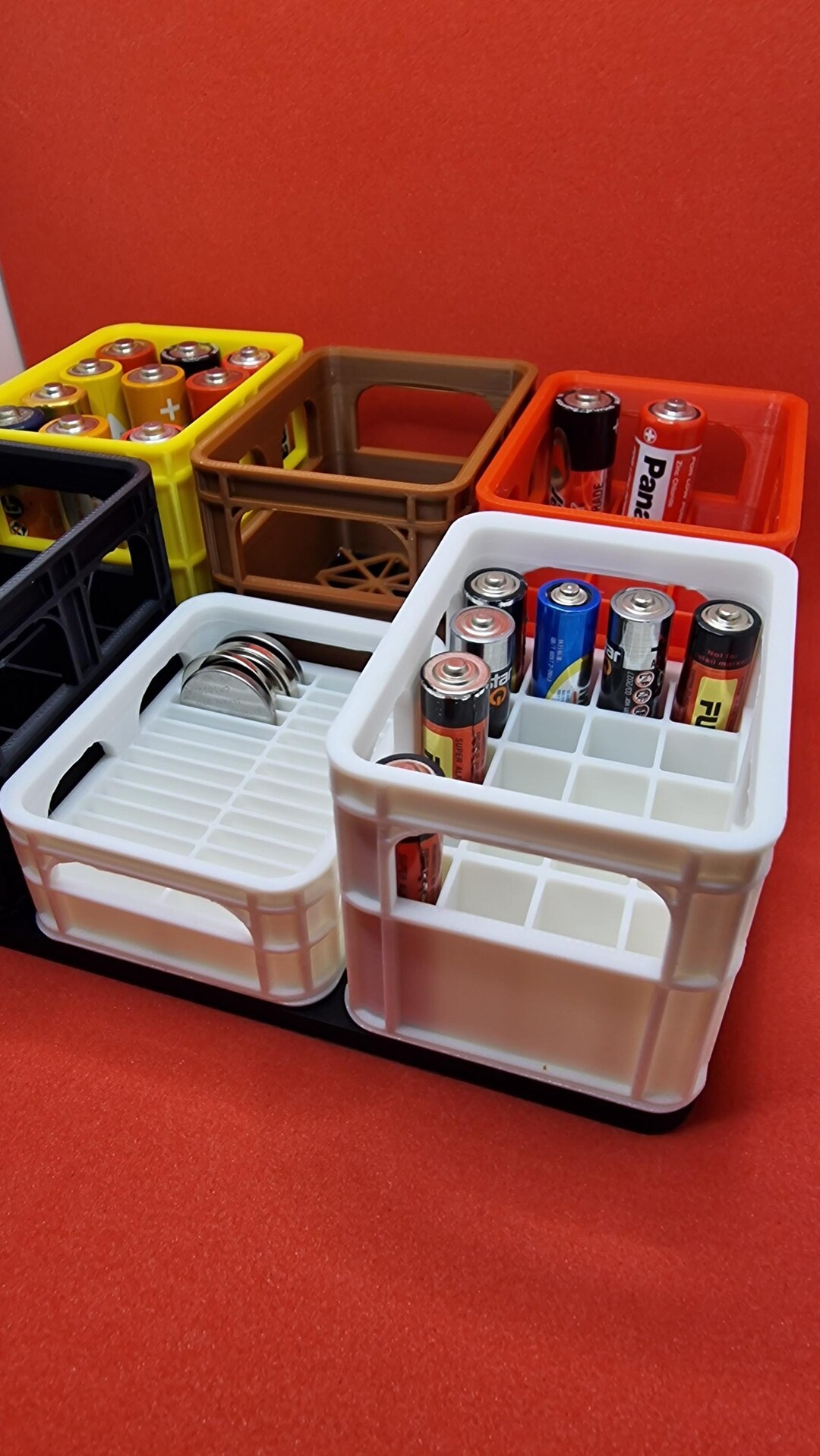 Battery Organizer Beer Crate Style – Stackable Box for AA AAA Batteries ...