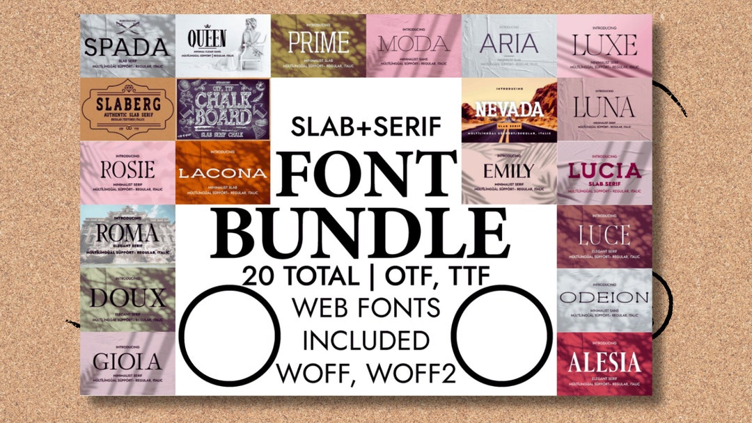 Slab & Serif Font Bundle, Wedding Font, Cricut Font, Procreate Font ...