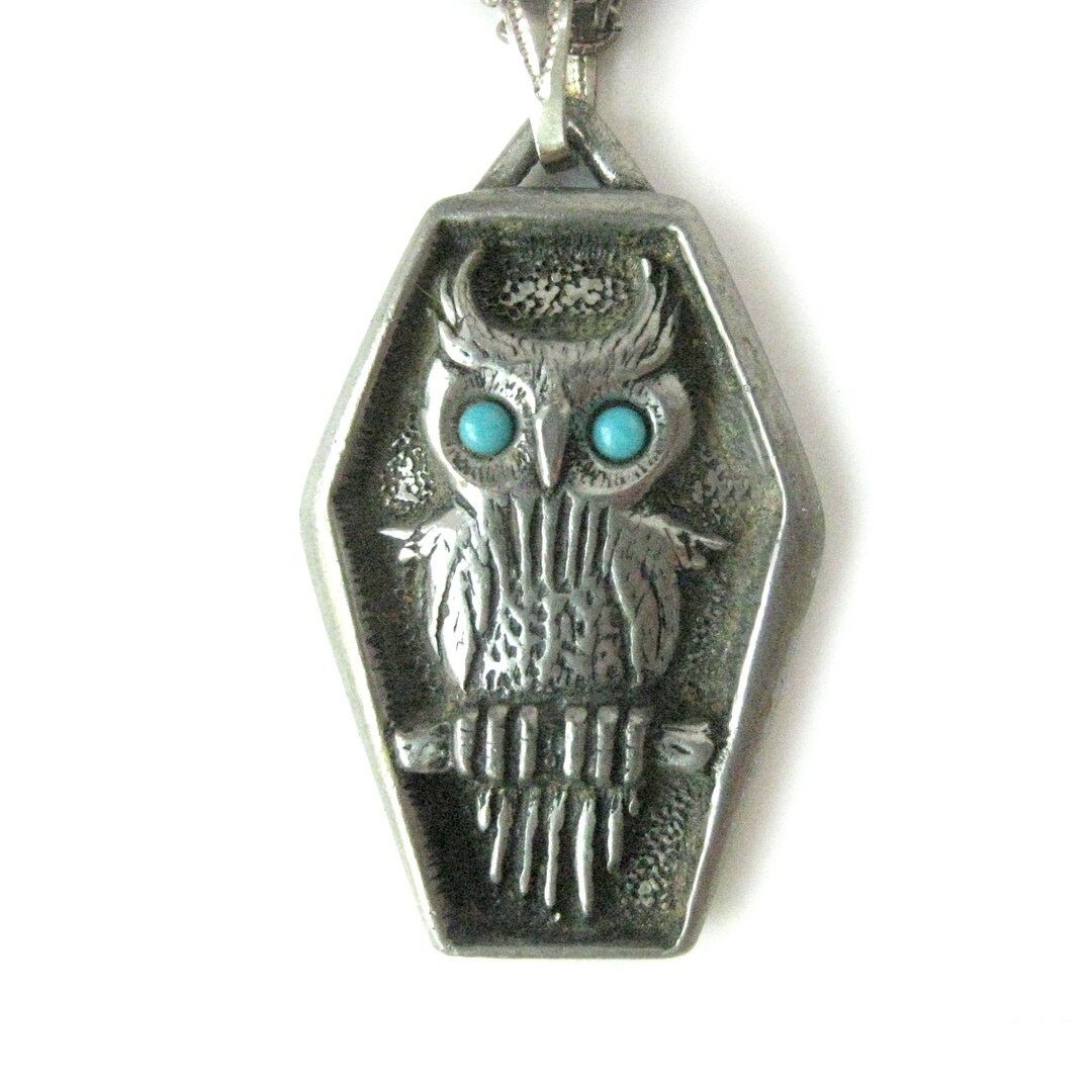 Vintage Owl Pedant, Signed J. Ritter Owl, Turquoise and Pewter Necklace ...