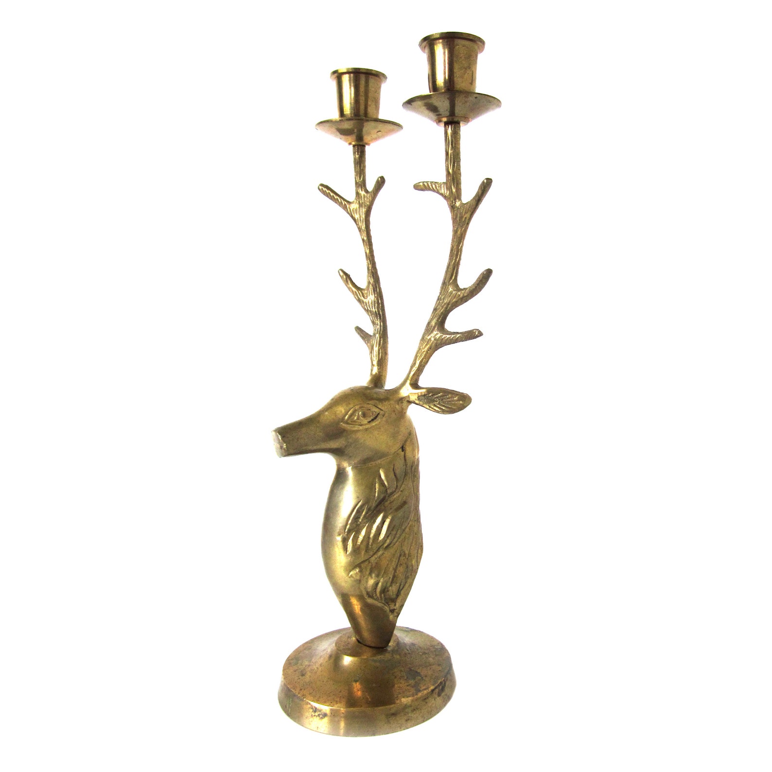 Vintage Brass Stag Candelabra, Hollywood Regency Style, Antler Candle ...