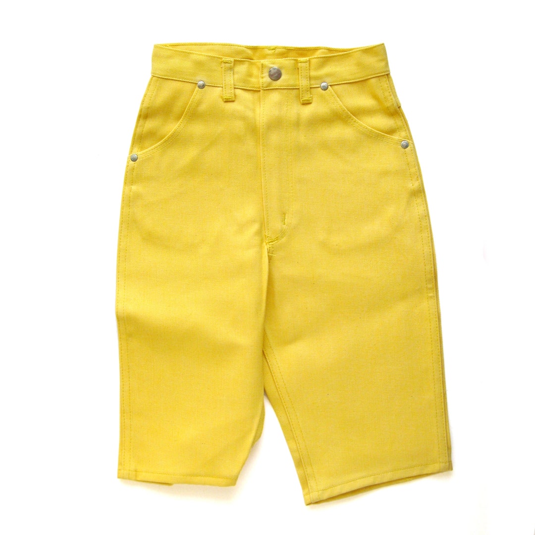 High Waist YELLOW Denim Shorts, Deadstock 1960s Western Maverick Blue ...