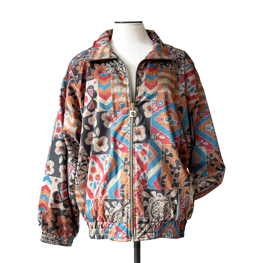 1980s Pierre Cardin Floral Print Windbreaker Jacket, Zip Front Jacket ...