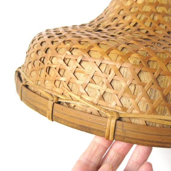 Chinese Rattan Rickshaw Hat, Vintage 1960's, Conical … - Gem