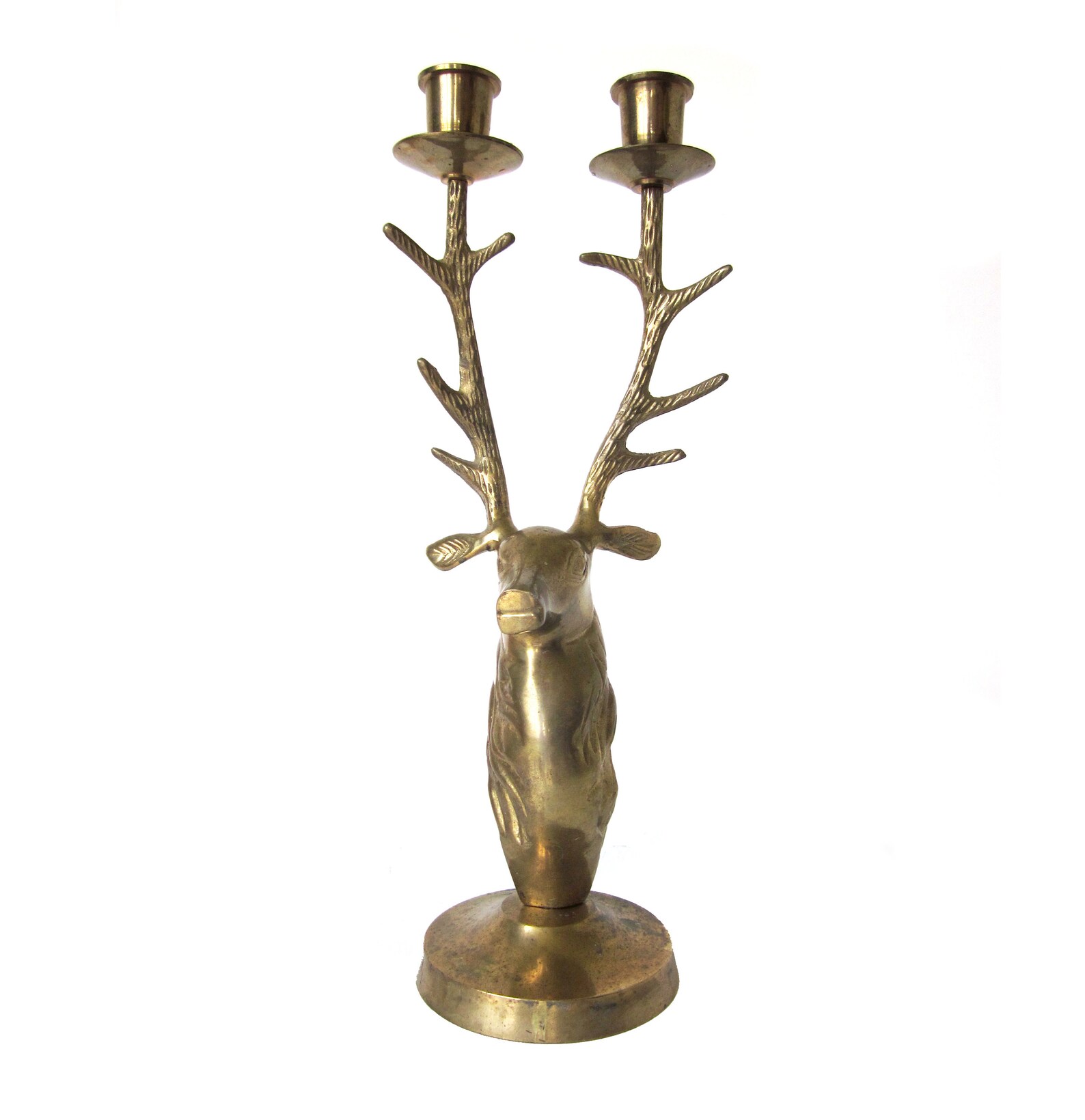 Vintage Brass Stag Candelabra, Hollywood Regency Style, Antler Candle ...