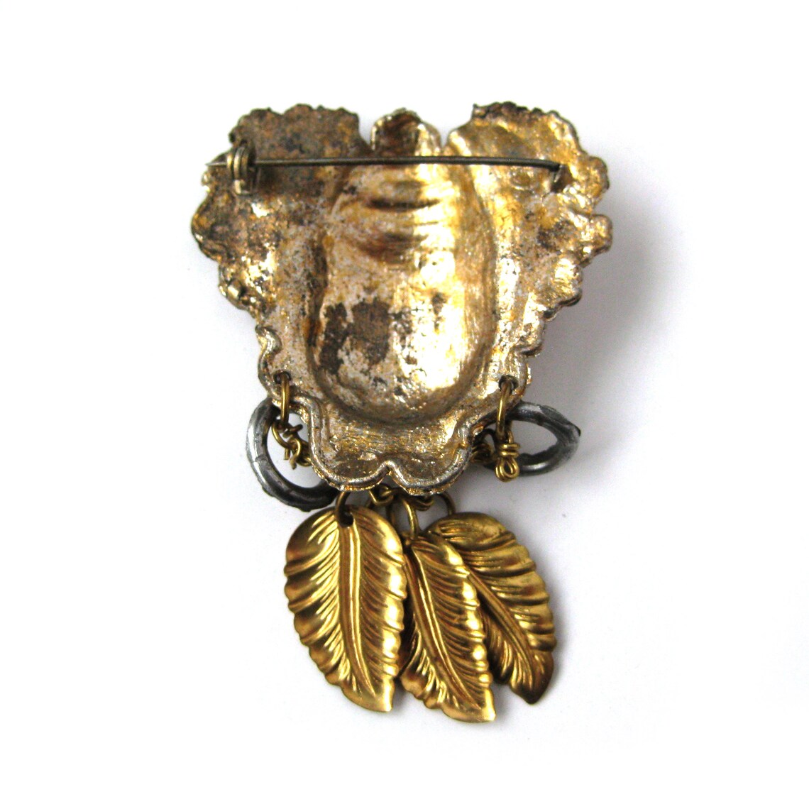 Asian Style Buddha Face Pin Gold Tone Brooch With Rhinestone | Etsy