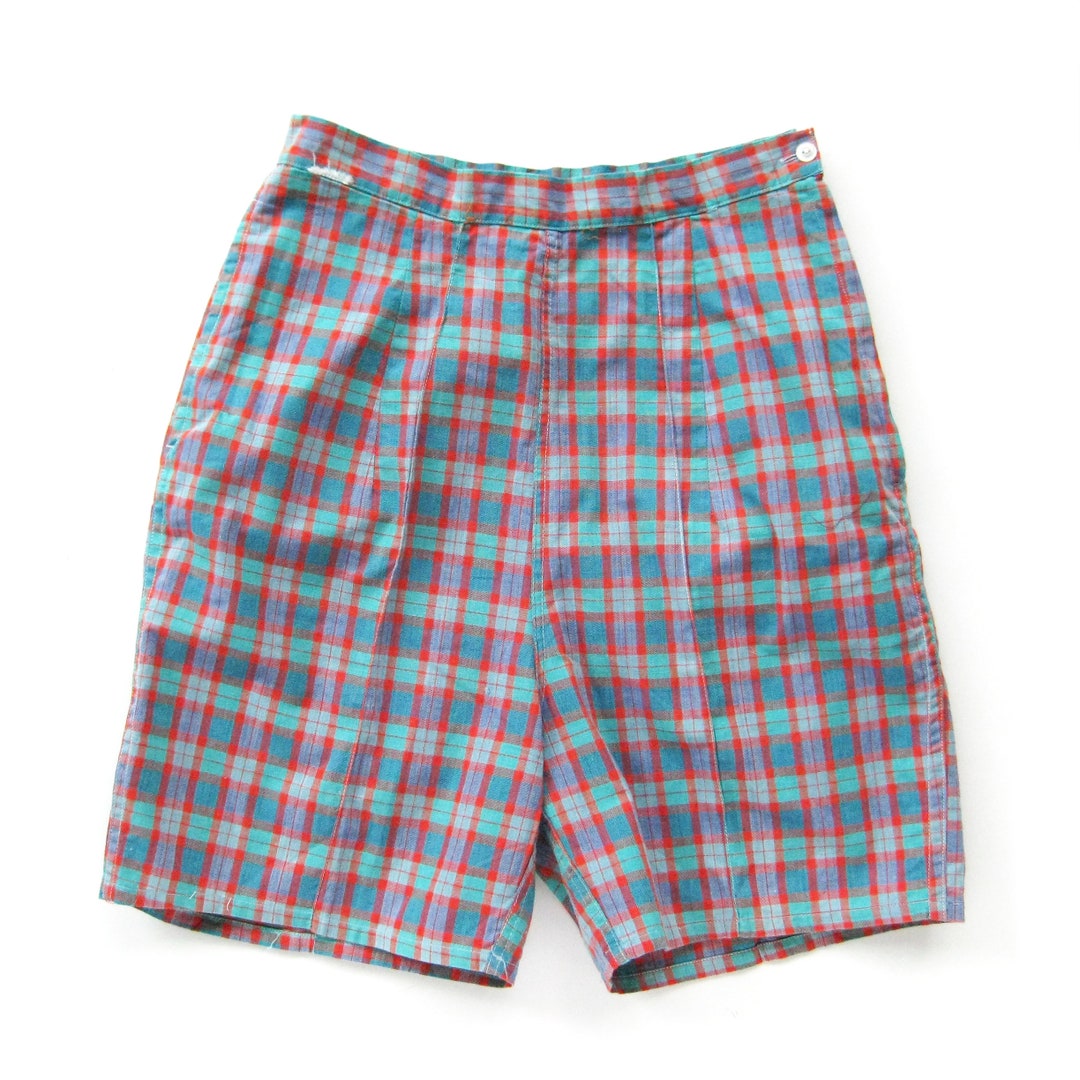 1950s Vintage Madras Plaid Shorts, Bermuda Shorts, Rockabilly Style ...