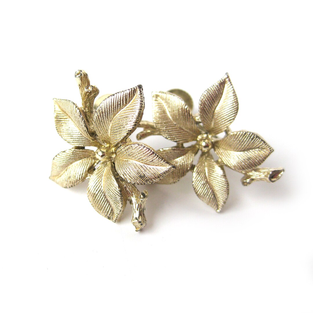 Vintage LISNER Earrings, Floral Screw Back Earrings, Vintage Costume ...