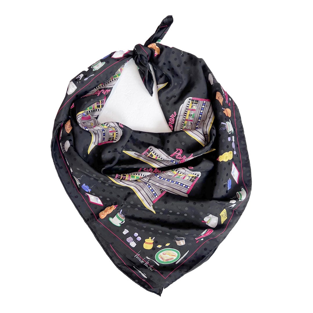 Vintage Nicole Miller Silk Scarf, Parkway Diner Design - Etsy