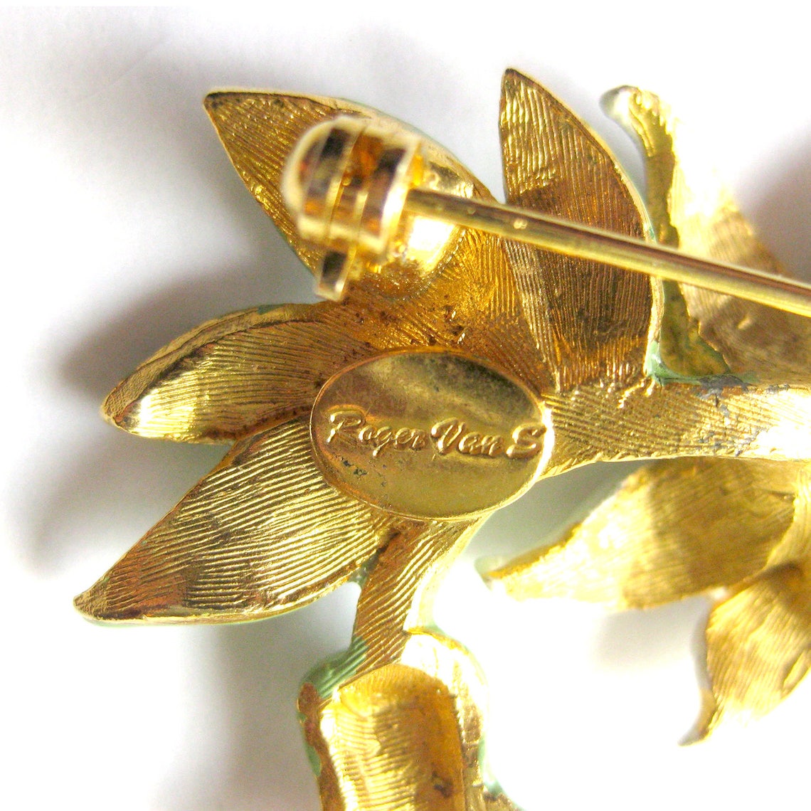Roger Van S Signed Vintage Flower Brooch / Floral Jewelry / | Etsy