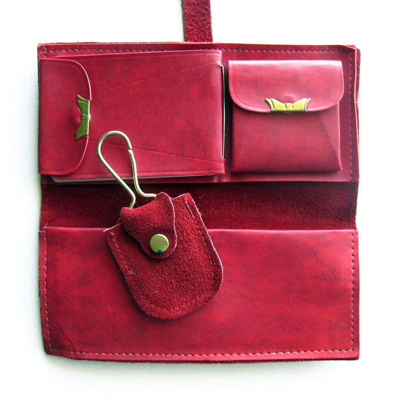 Boho Suede Vintage Wallet Billfold Organizer Red Suede Wallet - Etsy
