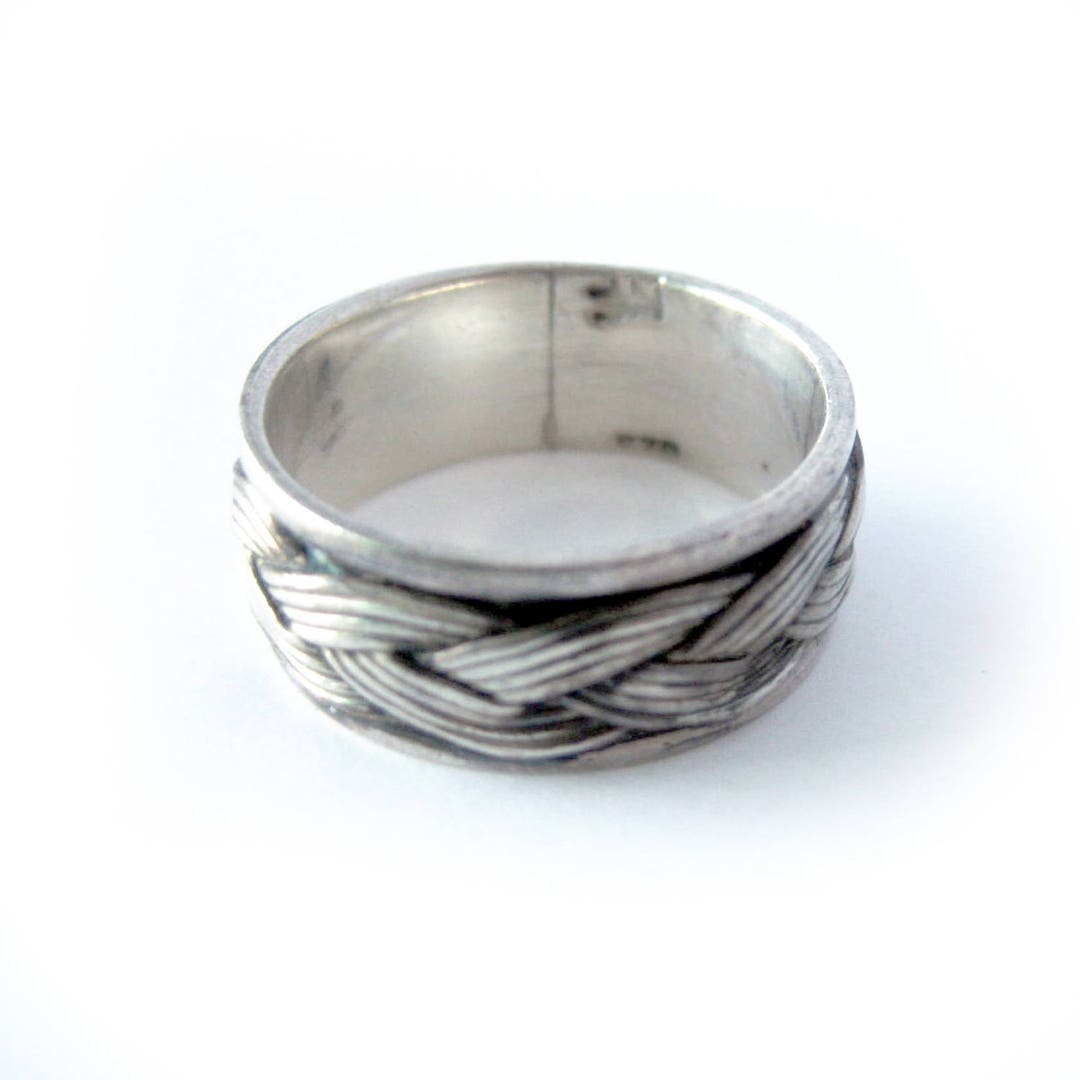 Vintage Ring Sterling Silver Ring, Braided Rope Band, Twisted Rope Ring ...