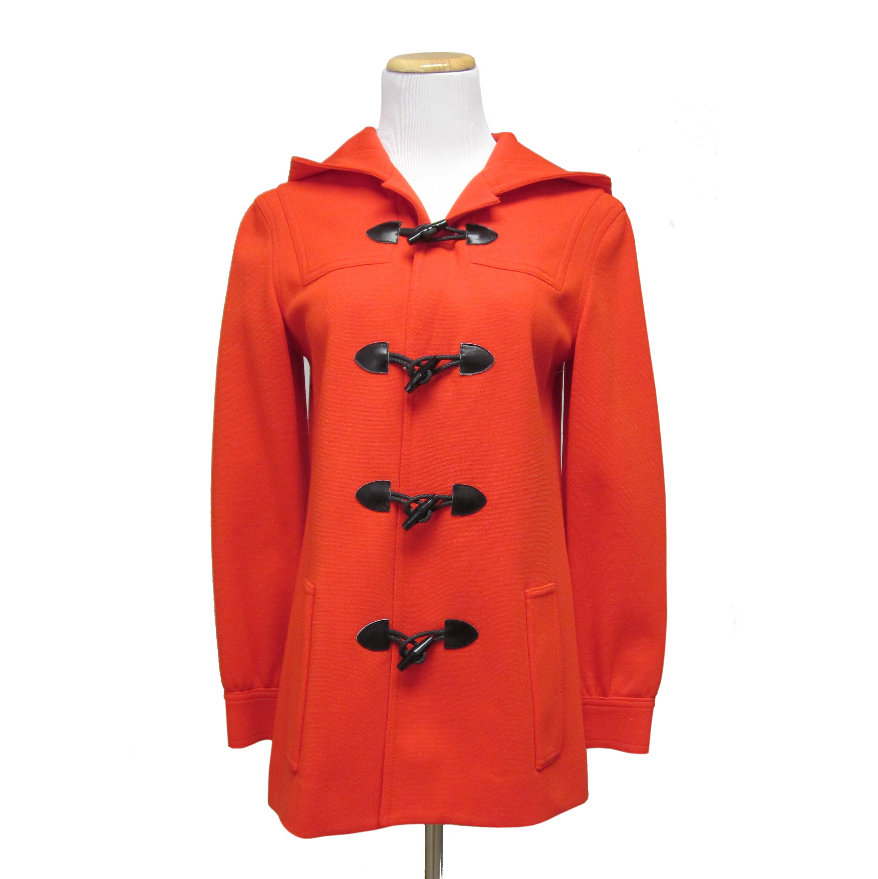 Vintage Red Hooded Knit Jacket, Toggle Buttons, Vegan Friendly - Etsy