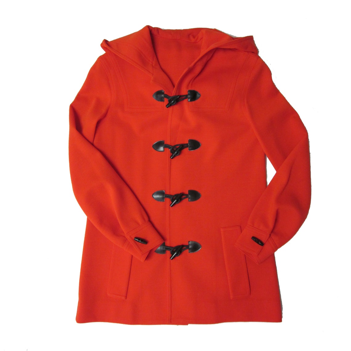 Vintage Red Hooded Knit Jacket, Toggle Buttons, Vegan Friendly - Etsy