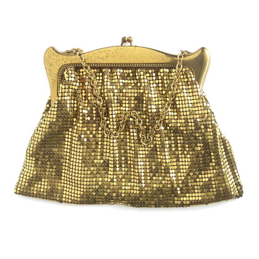 Buy 1950s Whiting and Davis GOLD Mesh Bag Purse / Chain Handle / Metal ...