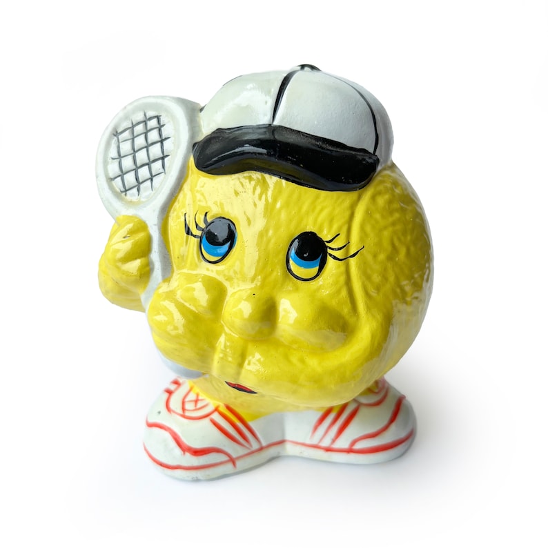 Vintage Tennis Ball Bank Sports Figurine Kischy Yellow Piggy - Etsy