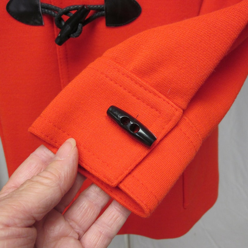 Vintage Red Hooded Knit Jacket, Toggle Buttons, Vegan Friendly - Etsy