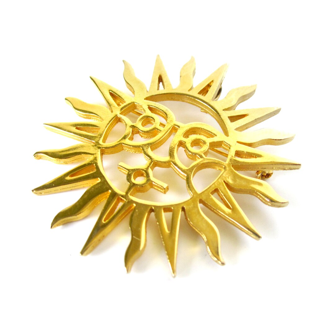 Vintage Smiling SUN Brooch and Pendant Sunburst Pendant - Etsy
